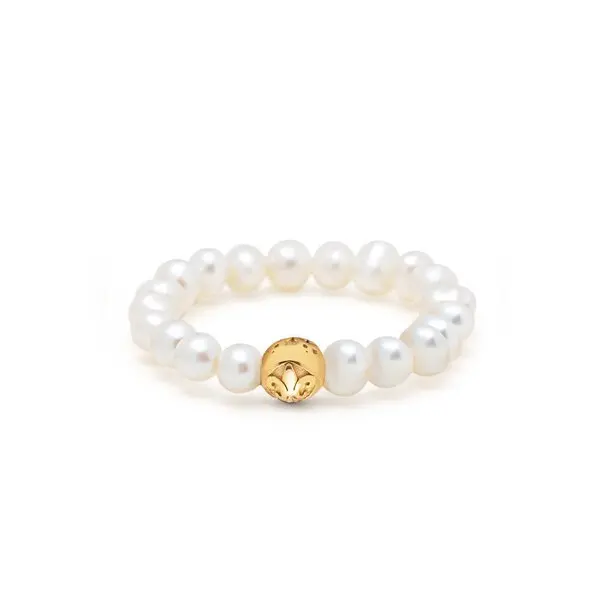 NIALAYA JEWELRY Pearl And Gold Beaded Ring - Gold/white