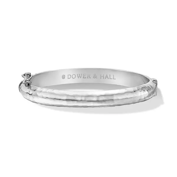 DOWER & HALL Hinged Hammered Nomad Bangle - Silver