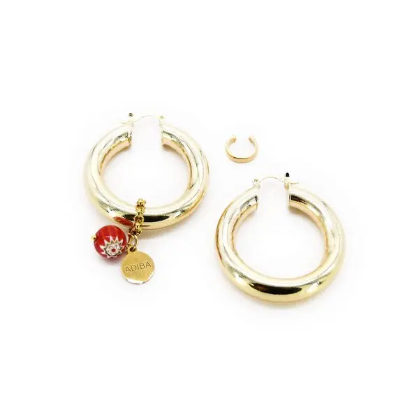 ADIBA Hoop Earrings And Ear Cuff Set - Gold