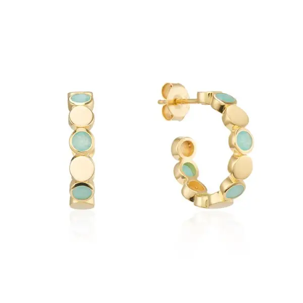 AUREE JEWELLERY Ortigia Amazonite & Gold Vermeil Disc Hoop Earrings - Green
