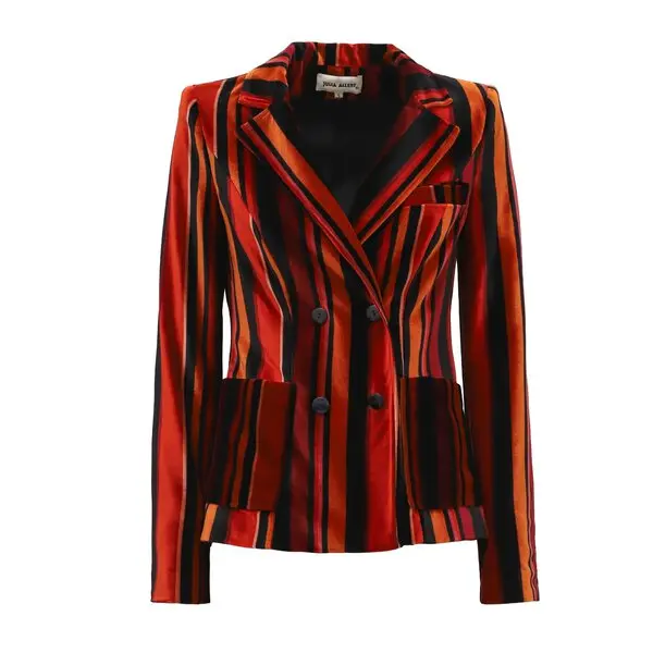 JULIA ALLERT Velvet Striped Double-breasted Jacket