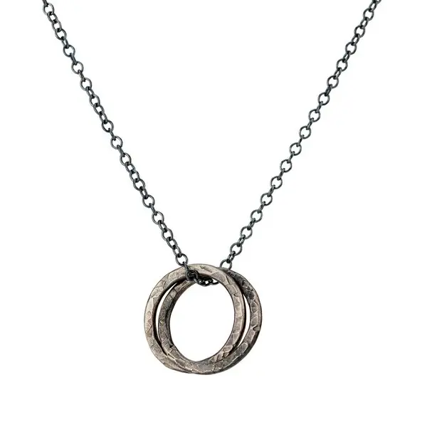 POSH TOTTY DESIGNS Oxidised Sterling Two Ring Russian Necklace - Silver
