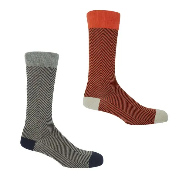 PEPER HAROW - MADE IN ENGLAND Lux Taylor Two-pack Socks - Gray/orange