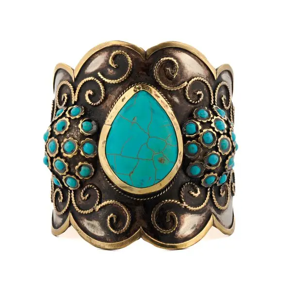 EBRU JEWELRY Turquoise Gemstone Adjustable Bracelet - Blue/silver