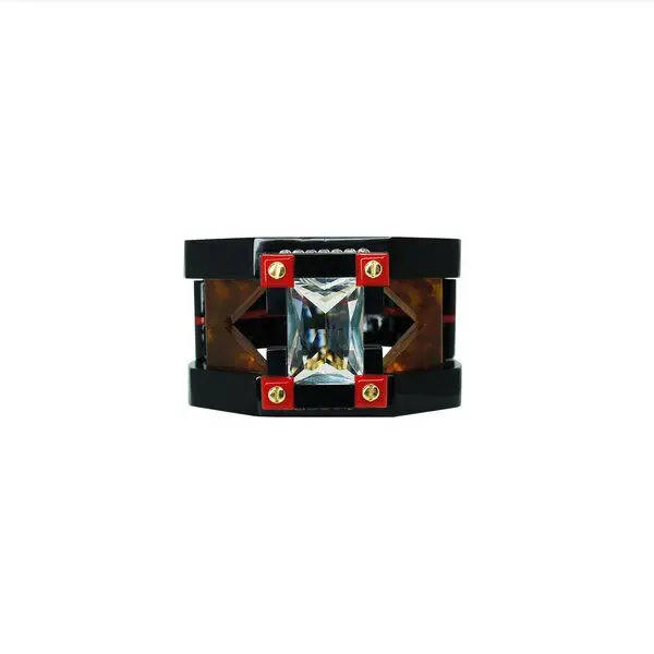GISSA BICALHO Handmade Acrylic Bracelet With Stone - Brown