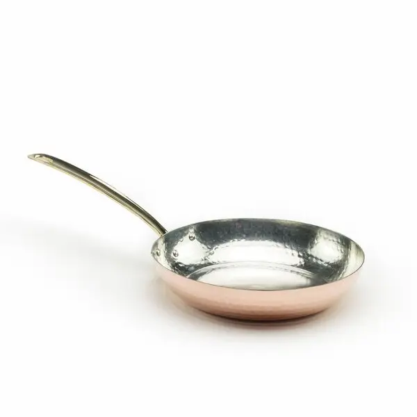 ANATOLIACRAFT Hammered Copper Frying Pan With Brass Handle - Brown