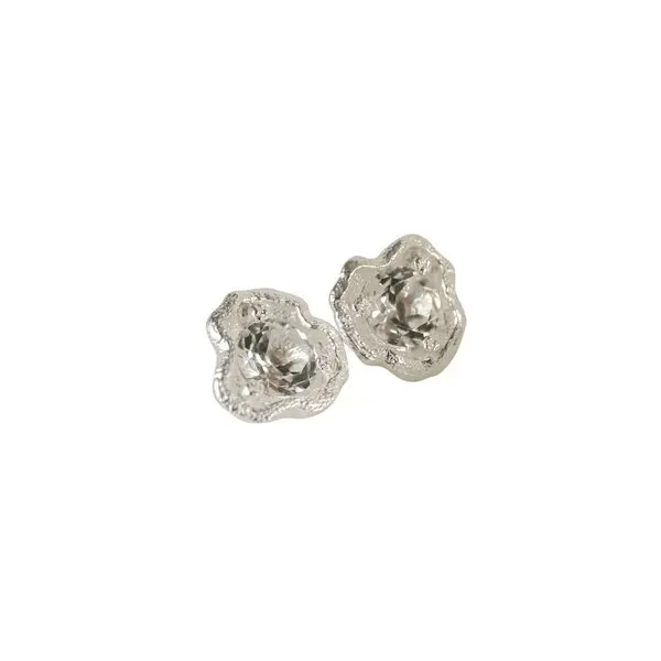 CLAIRE HILL DESIGNS White Topaz Lichen Stud Earrings - Silver