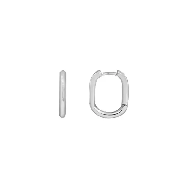 DIAMONBLISS Plain Oval Hoop Earrings - White