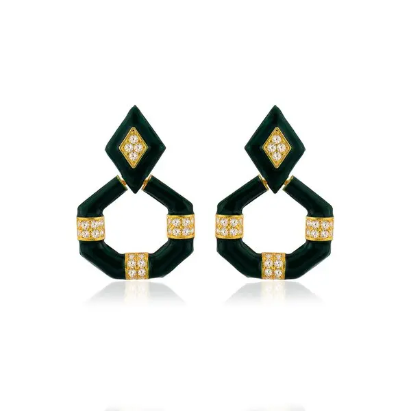 MILOU JEWELRY Geometric Drop Earrings - Green
