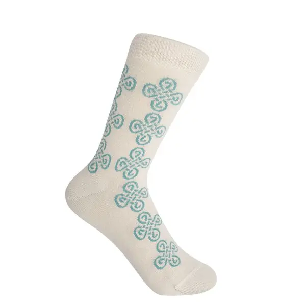 PEPER HAROW - MADE IN ENGLAND Knot Patterned Crew Socks - Beige