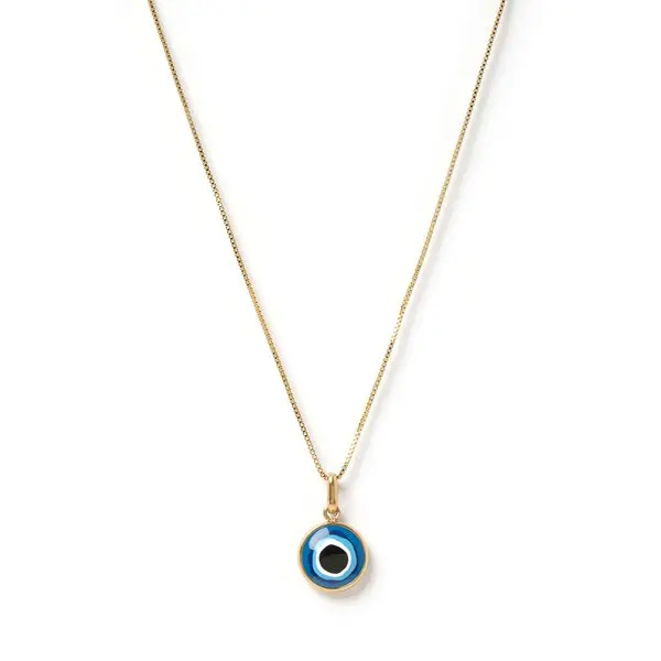 ARMS OF EVE Gold Plated Occhio Charm Necklace - Gold/blue