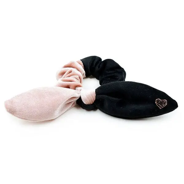 MISS CICCONI Olivia Velvet Scrunchy - Black/pink