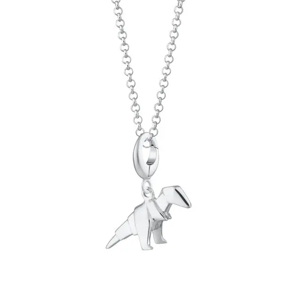 LILY CHARMED Sterling Origami T-rex Charm Necklace - Silver