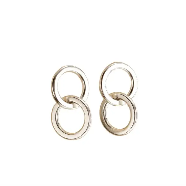 POSH TOTTY DESIGNS Interlinking Hoop Charm Stud Earrings - Silver