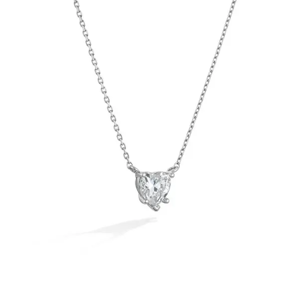 SHABELLA NYC Crystal Heart Pendant Necklace - Silver