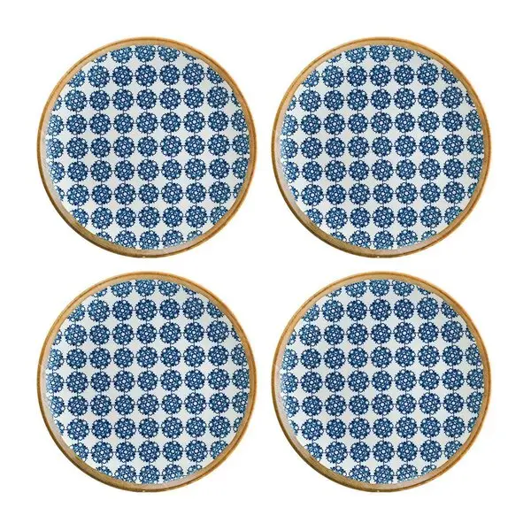 Turgla Home Blue / White Calif Round Decorated Porcelain Side Plate Set Of Four - Blue/white