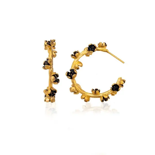 MILOU JEWELRY Flower Hoop Earrings - Black