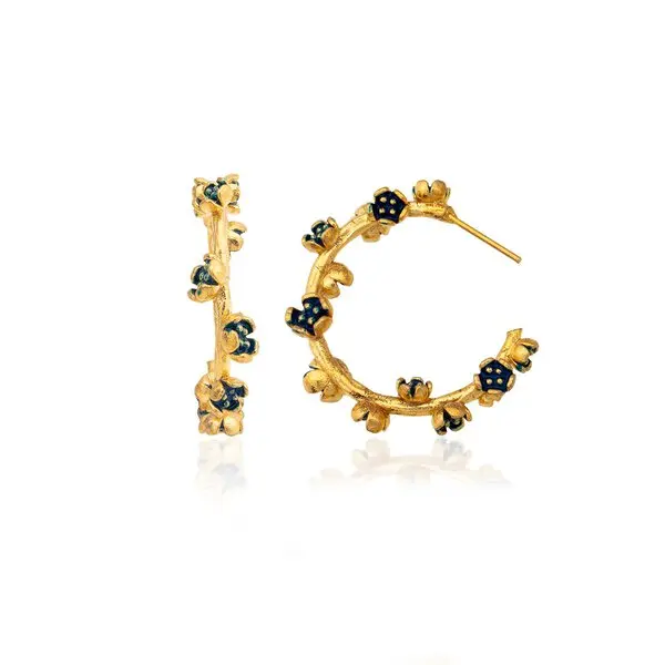 MILOU JEWELRY Flower Hoop Earrings - Blue