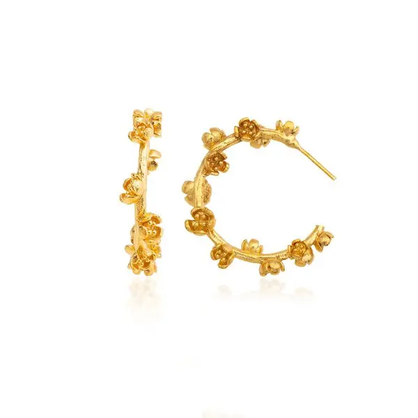 MILOU JEWELRY Flower Hoop Earrings - Gold