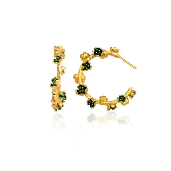 MILOU JEWELRY Flower Hoop Earrings - Green