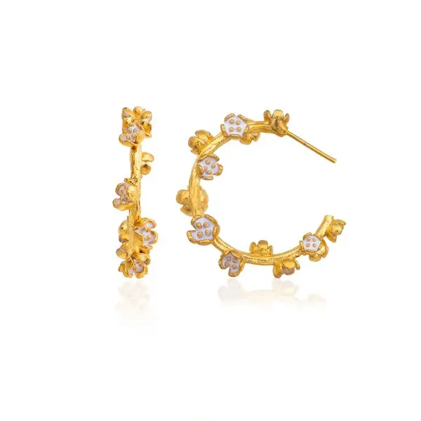 MILOU JEWELRY Flower Hoop Earrings - White