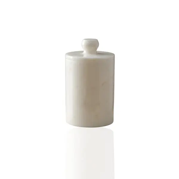 MARLETH Handcrafted Marble Waste Bin –& Bathroom Bin Cylindrical Form - White