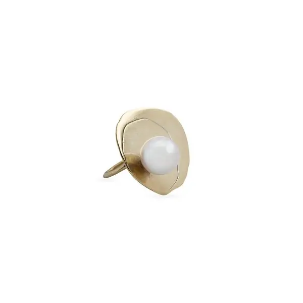 SILVER MOON Sterling Silver Ring With Pearl - Gold
