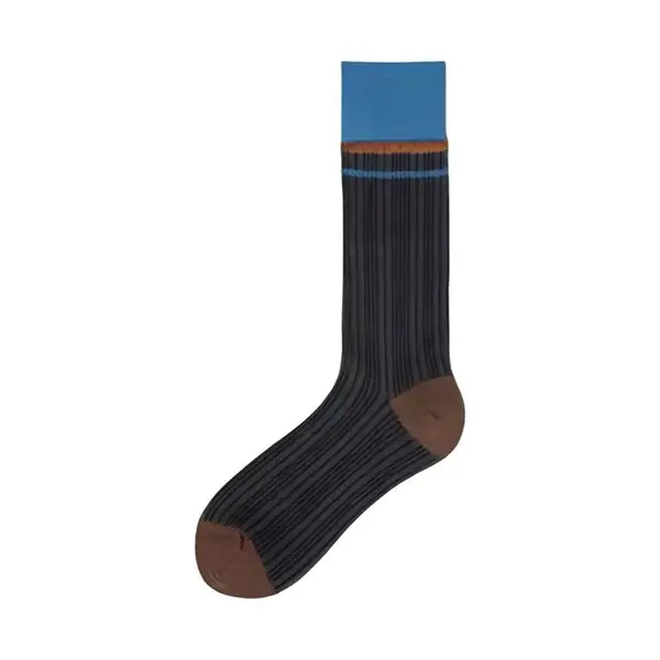 LONDON ATELIER BYPRODUCT Color Block Stockings - Blue/brown