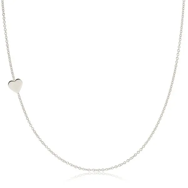 Maya Brenner Designs 14k Gold Asymmetrical Heart Charm Necklace - White