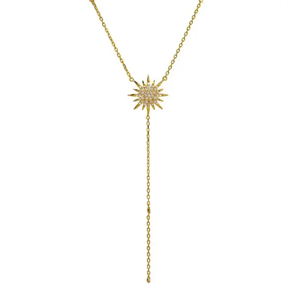 EBRU JEWELRY Diamond And Sun Pendant Necklace - Gold