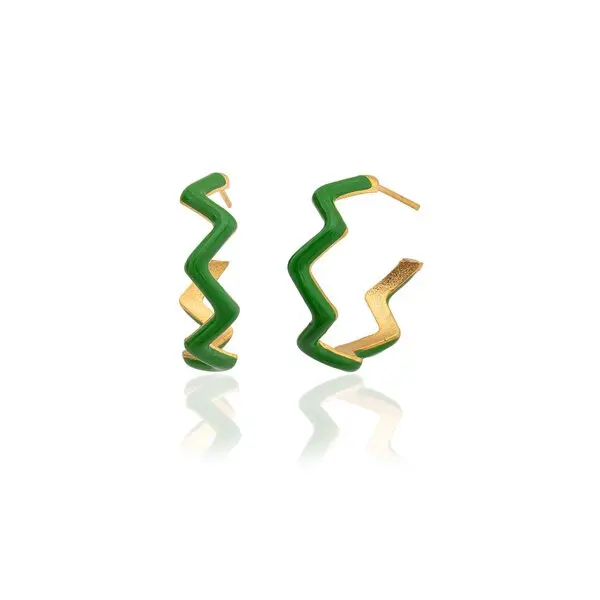 MILOU JEWELRY Zig Zag Hoop Earrings - Green