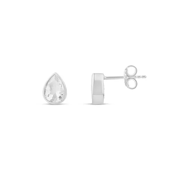 SHYMI Fancy Shape Bezel Set Stud Earrings - Silver