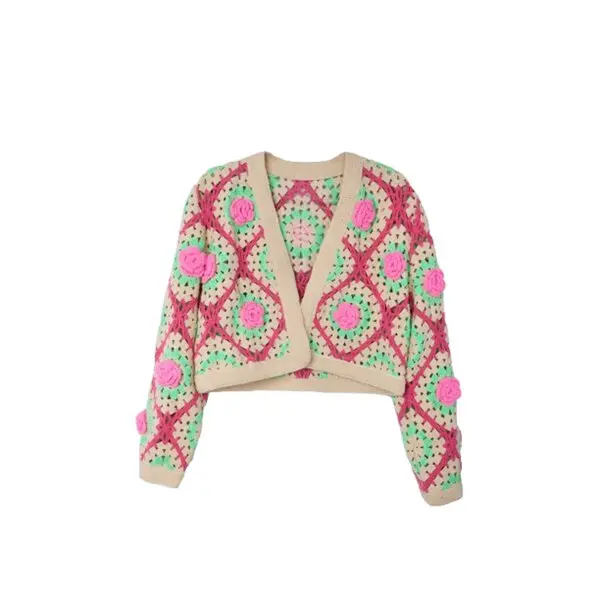 Saachi Rosette Crochet Cardigan