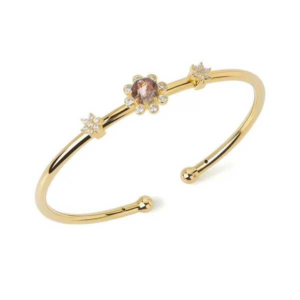 FREQNC ATELIER Eight Petals Bangle With Gemstone - Yellow