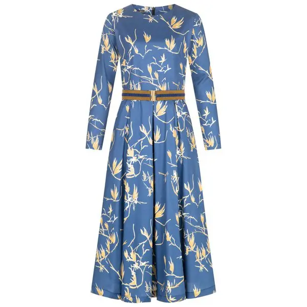 MARIANNA DÉRI Branch Print Belted Midi Dress
