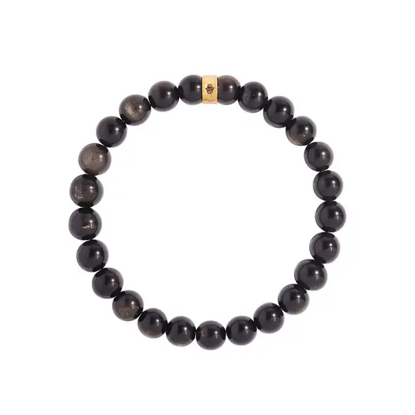 KARMA AND LUCK Lunar Shield Gold Obsidian Bracelet - Black