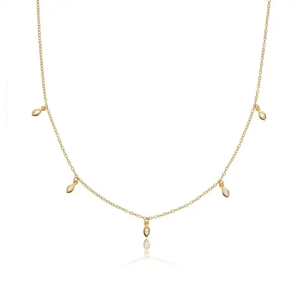 LILY & ROO Diamond Style Marquise Drop Necklace - Gold