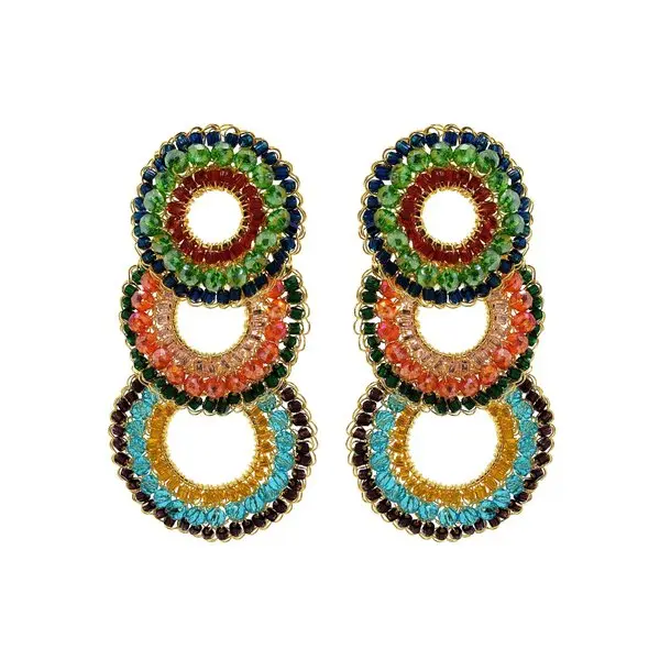 LAVISH BY TRICIA MILANEZE Crocheted Dangle Earrings - Brown/yellow