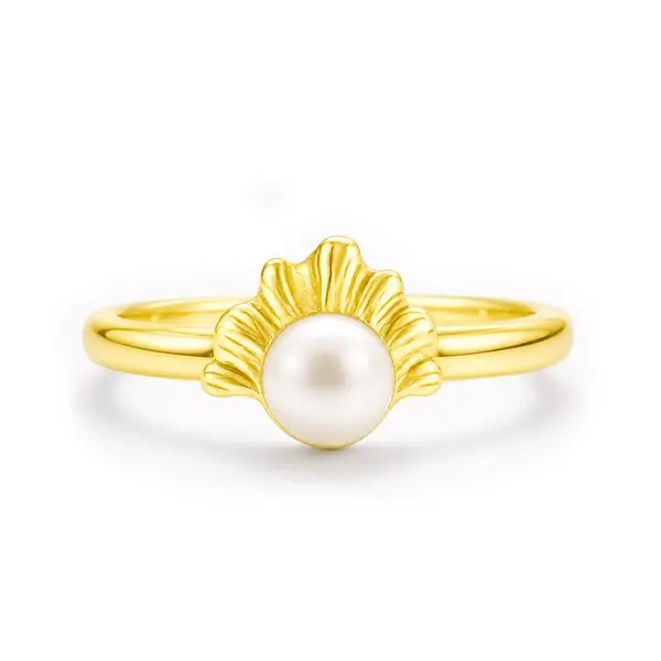 UNALOE Adjustable Shell Ring With Natural Pearl - Gold