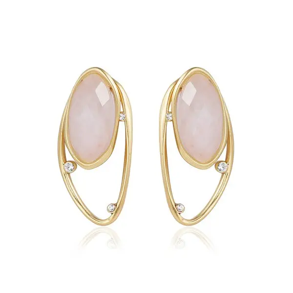 RARE MATTERS JEWELRY Rose Quartz Gemstone Earrings - Yellow