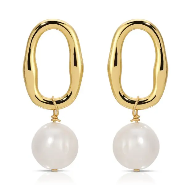 ZEPPLIN THE LABEL Sorrento Pearl Drop Earrings - Gold