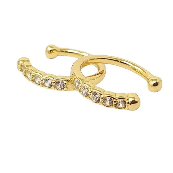 HARFI Ear Cuff Conch Hoops Paved With Cz Gems - Gold