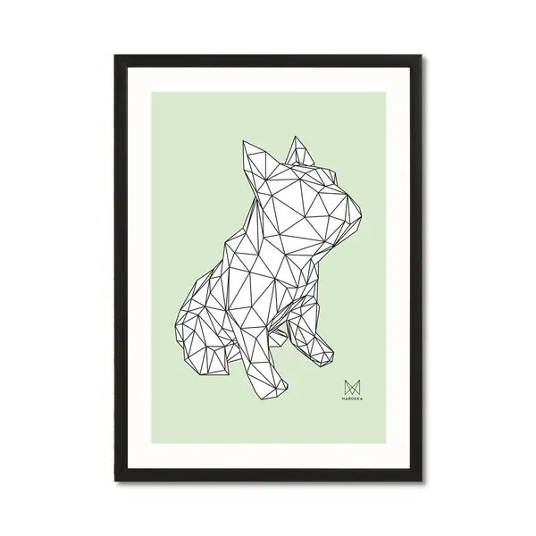 MAROKKA DESIGN French Bulldog Geometric Print Frank On White On - Green