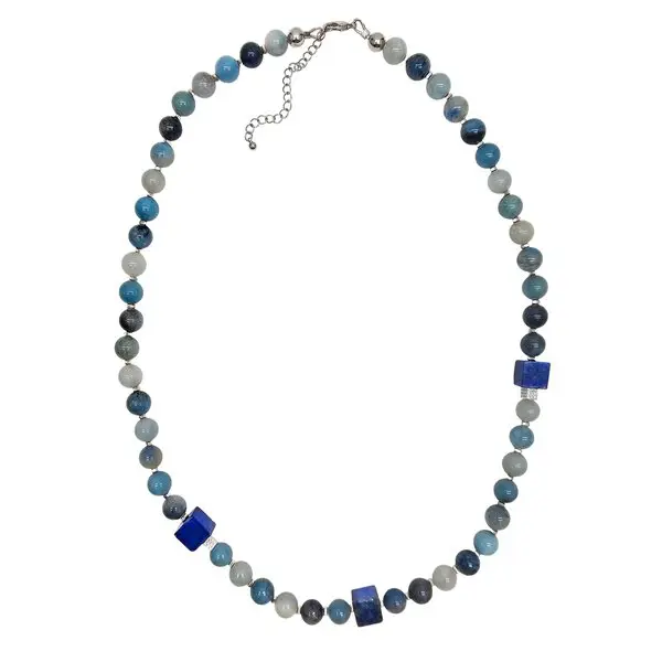 FARRA Montebrasite And Lapis Lazuli Bead Necklace - Blue