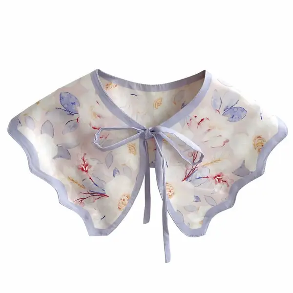 MY LITTLE NATURE Detachable Floral Print Collar With Tie Front - Purple