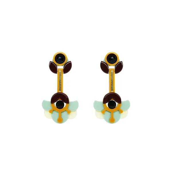 GISSA BICALHO Petunia Acrylic Pendant Earrings - Green