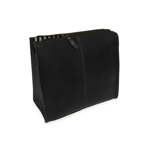 VIDA VIDA Slim Jim Leather Wash Bag - Black