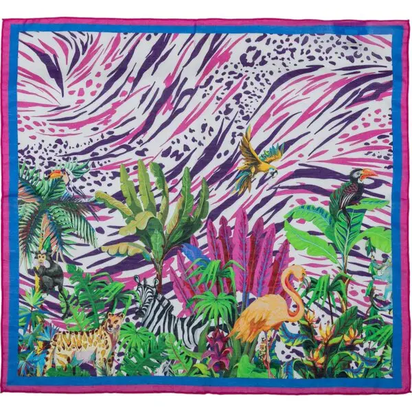 PERLAVERA Romy Animal Cotton Silk Small Scarf - Pink