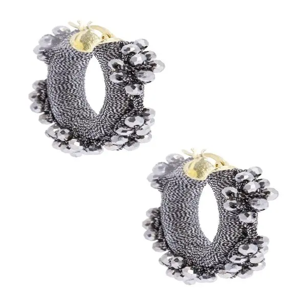 Saachi Beaded Hoop Earrings - Silver