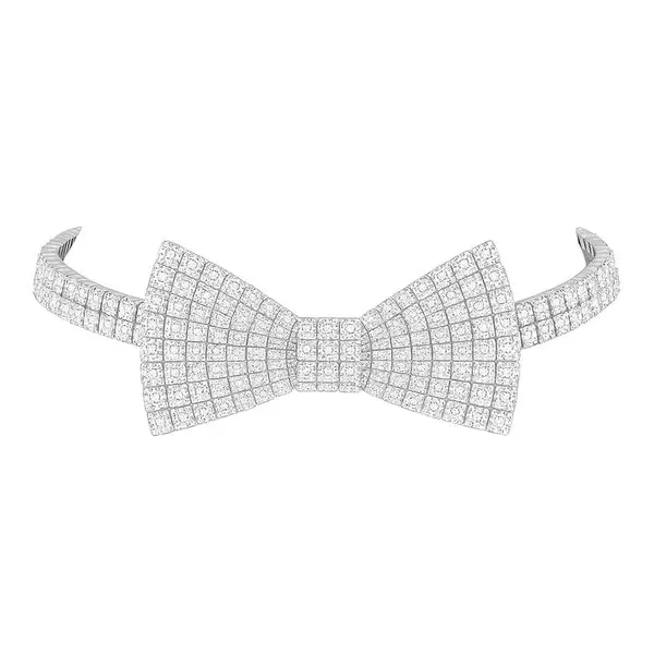 MAISON DE GALA Crystal Bowtie Choker - Silver